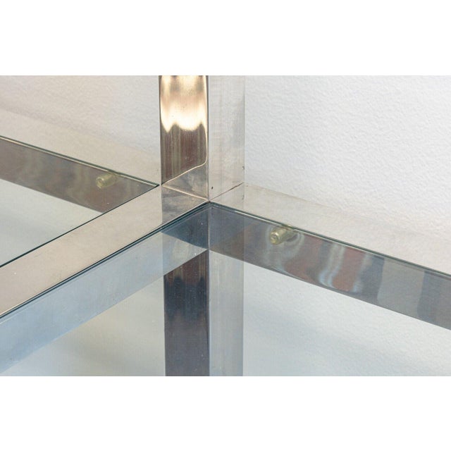 Mid 20th Century Milo Baughman Style Large Chrome And Glass Floating