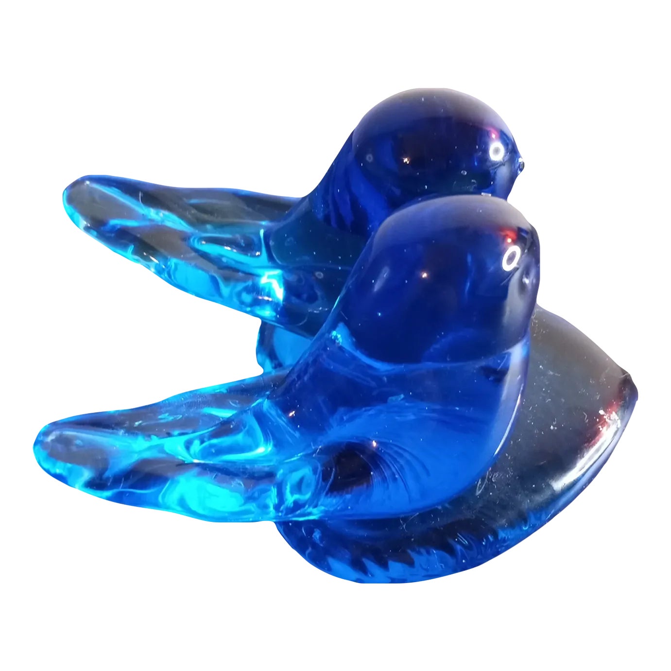 Signed 1993 Leo Ward Blue Birds of Happiness Figurine on a Heart Shaped ...