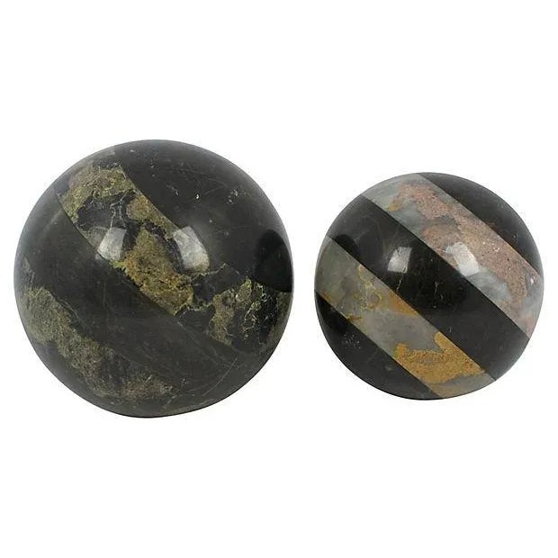 Mid-Century Marble Spheres - a Pair | Chairish