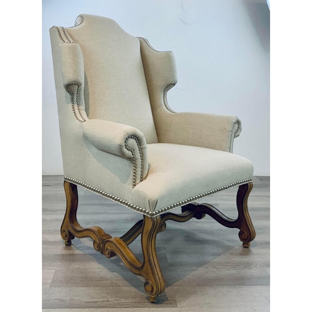Caracole Transitional Beige Wing Chair | Chairish