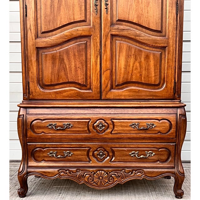 Thomasville French Country Bombe Carved Armoire | Chairish
