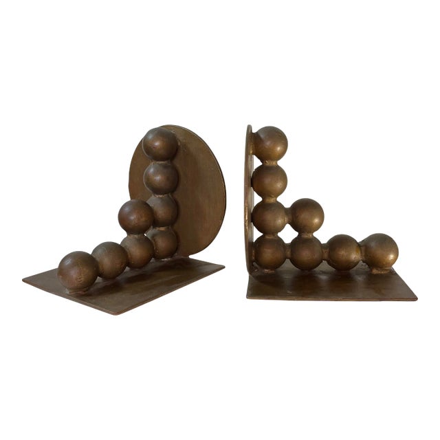 1960s Bronze Geometric Abstract Bookends- a Pair | Chairish