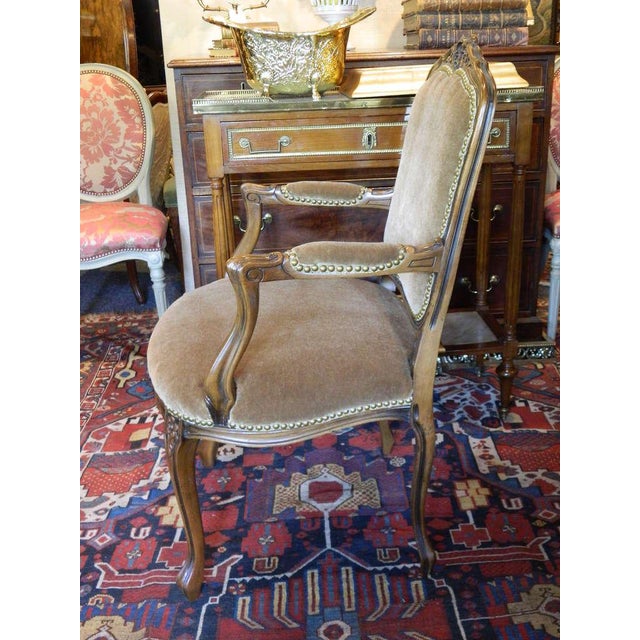 Louis XV Style Carved Arm Chair Upholstered in Mohair, Early 20th ...