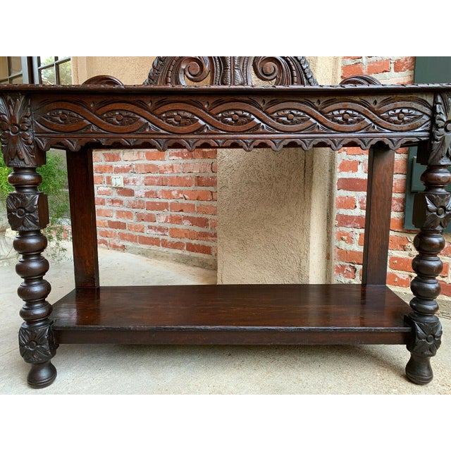Antique English Carved Oak Hall Foyer Table Renaissance Style Console ...