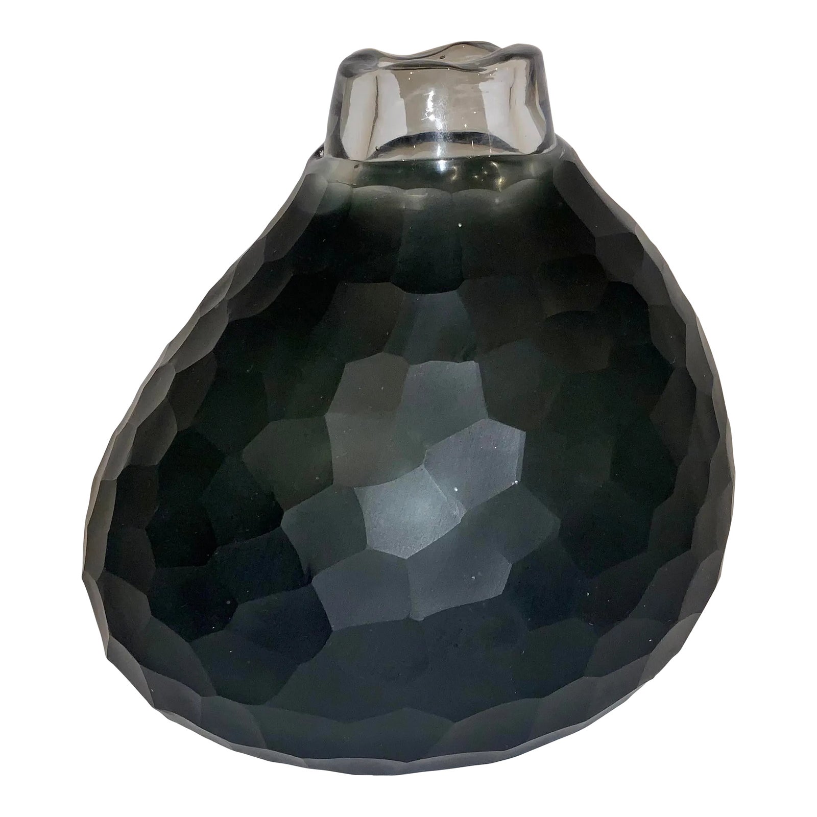 Baker Modern Small Textured Frosted Smoked Glass Addison Vase | Chairish