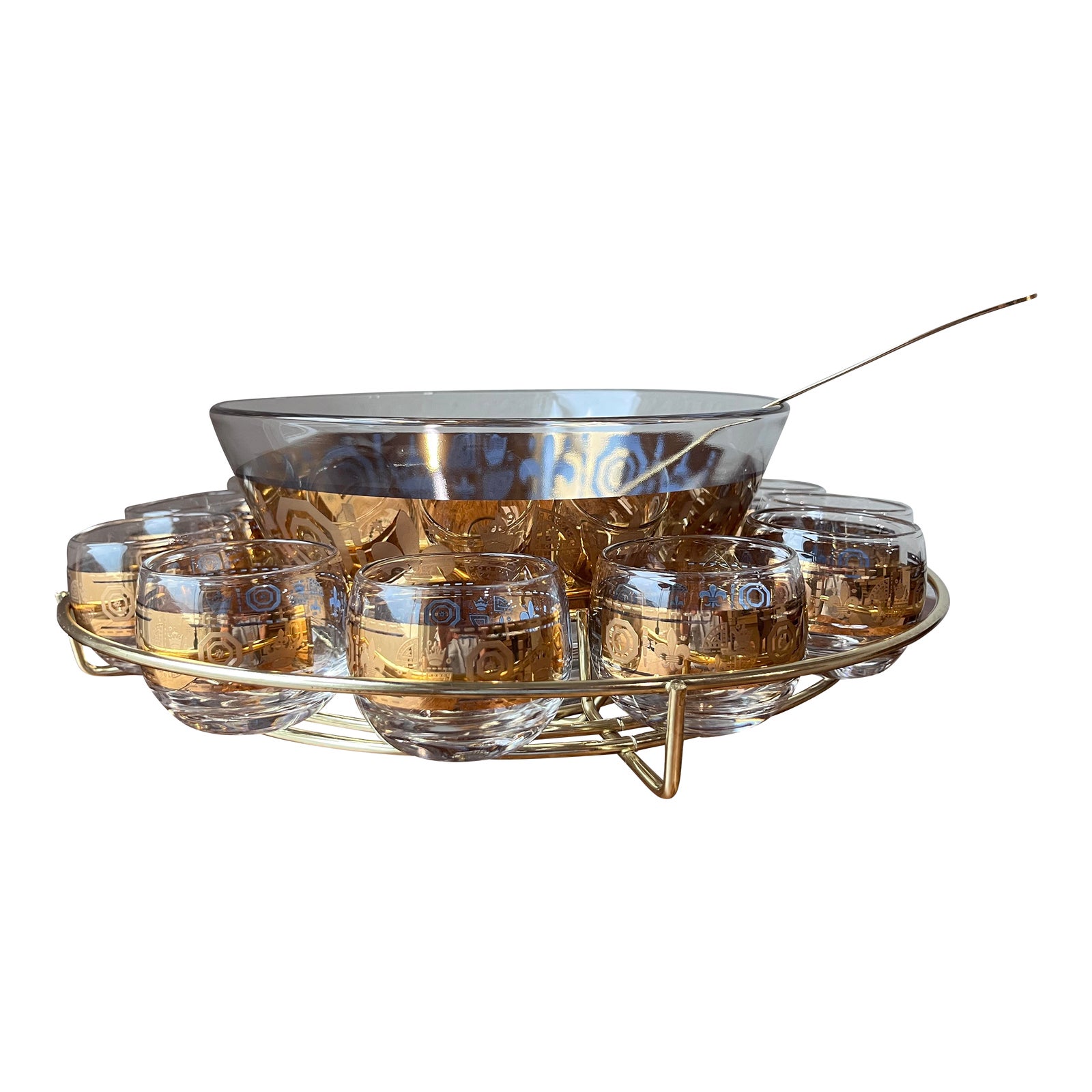 Mid Century Modern 1960's Vito Bari 22kt Gold Fleur De Lis Punch Bowl ...