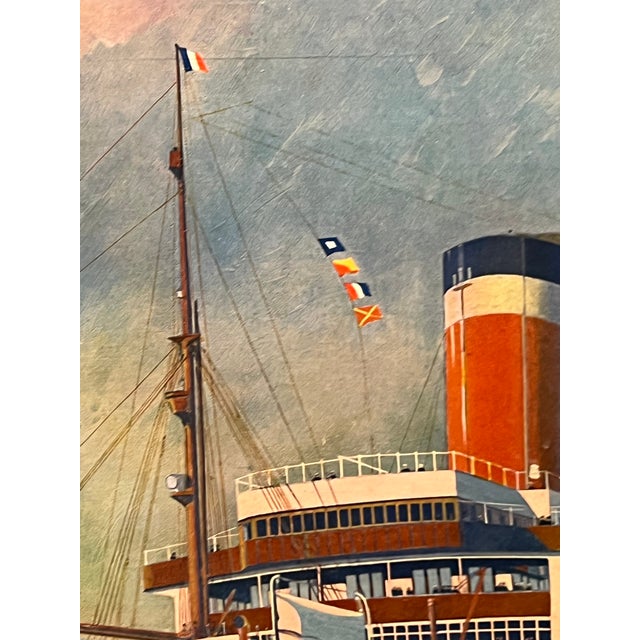 1920's Ocean Liner Leviathan Lithograph in Gilt Antique Frame | Chairish