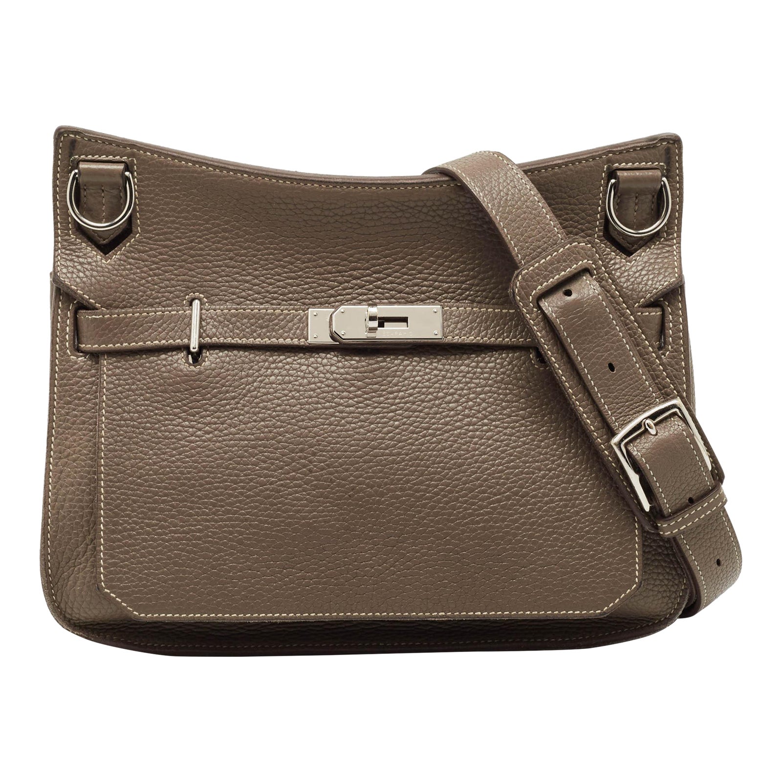 Hermes Etoupe Taurillon Clemence Leather Palladium Finish Jypsiere 28 ...
