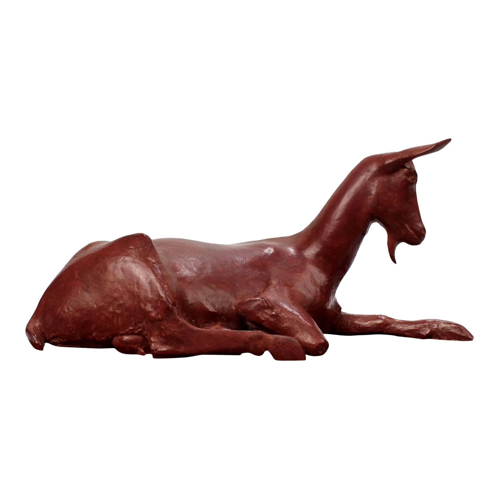 "Recumbent Goat", a Red Painted Terracotta Sculpture by J Stephen Lewis ...