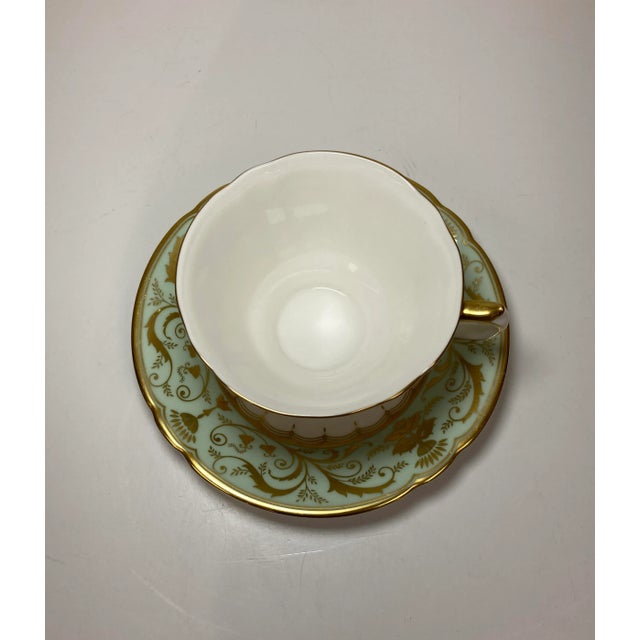 Royal Crown Derby Darley Abbey Tea Cup and Harlequin Saucer - Green ...