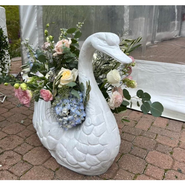 Mid 20th Century Sculptural Cast Aluminum Swan Jardinieres Planters ...