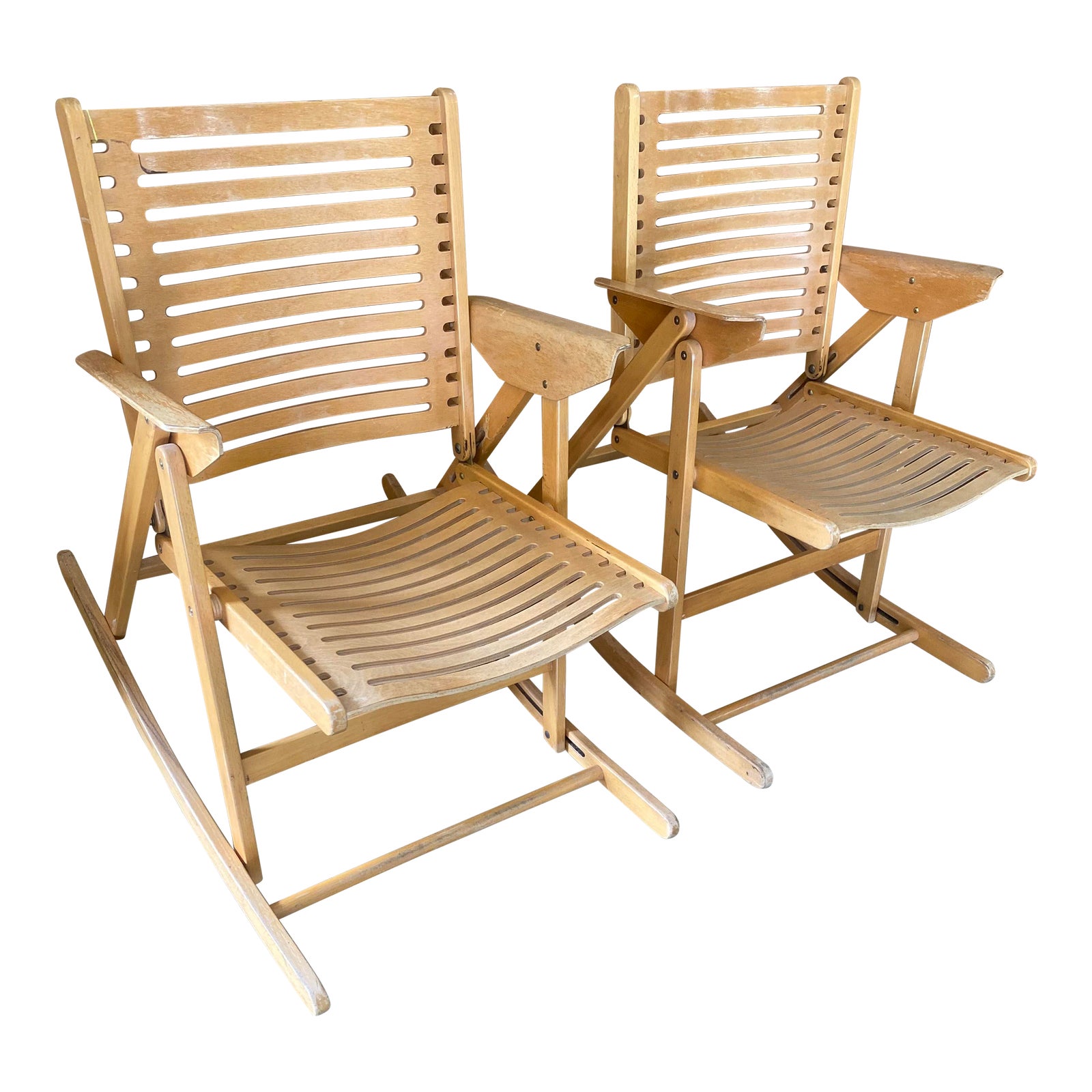 1970s Stol, Rex, Set of Folding, Rocking Lounge Chairs by Niko Kralj ...