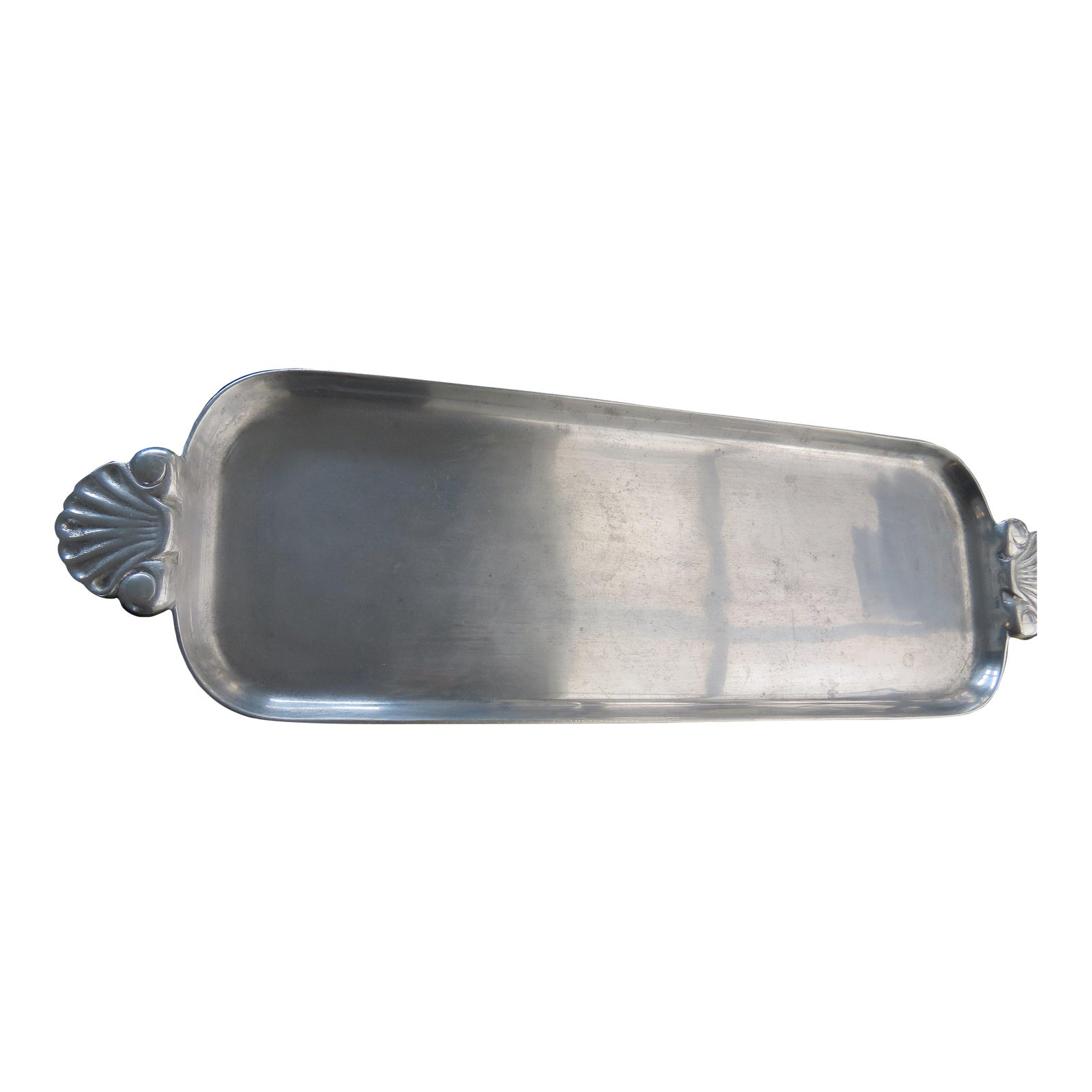 Vintage Decorative Pewter Rectangular Serving Platter With Scalloped ...