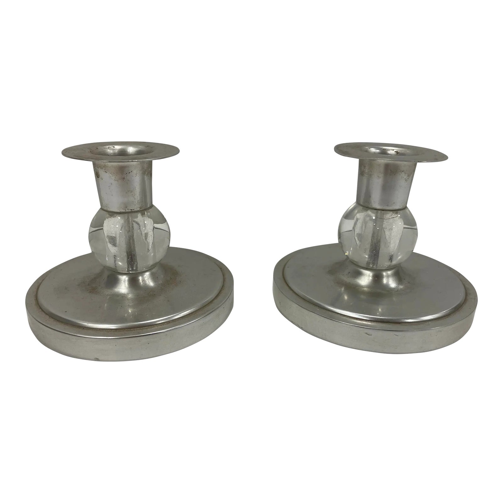 Pair of 1920s Art Deco Period Candle Sticks | Chairish