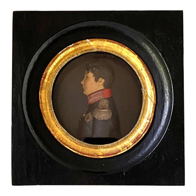 French School Miniature Wax Portrait Profile of a Military Gentleman ...