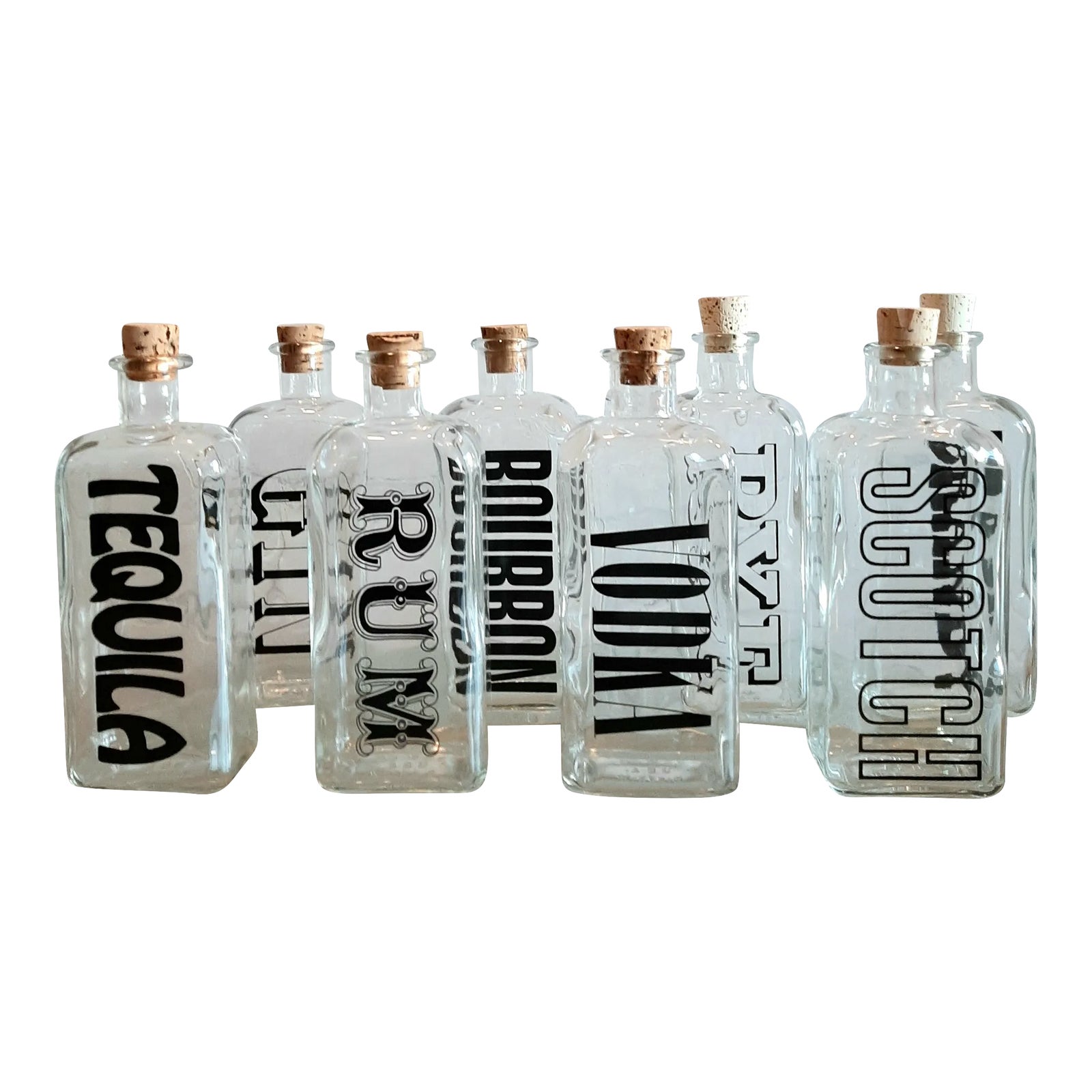 1960s Typographic Decanters- Set of 8 | Chairish