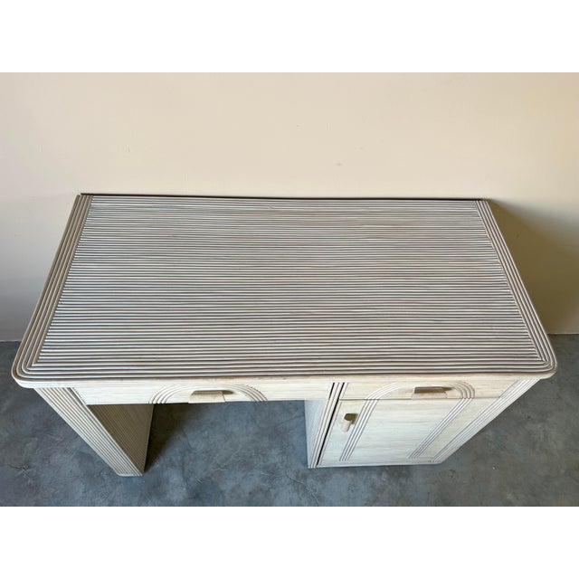 Vintage Gabriella Crespi - Style Pencil Reed Rattan Desk | Chairish