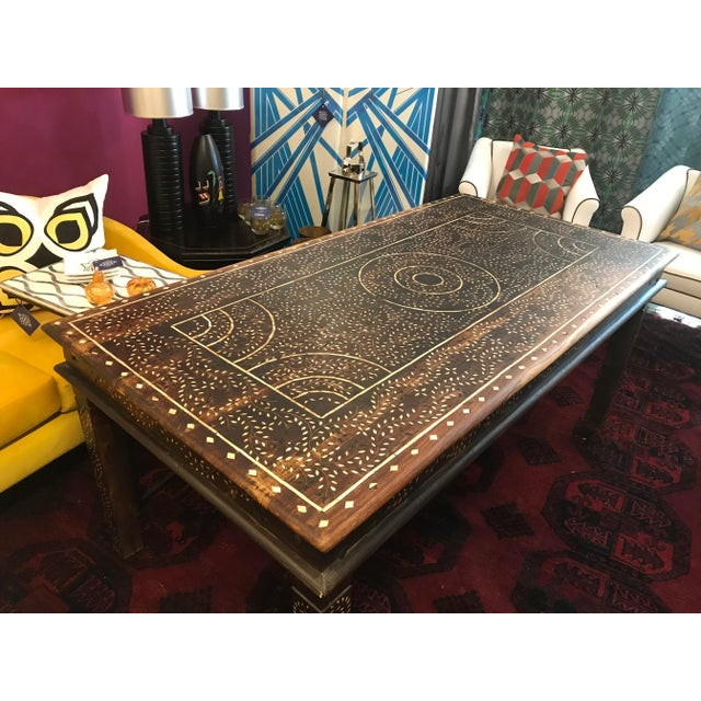 Large Carved Wood Bone Inlay Hand - Made Dining or Conference Table ...