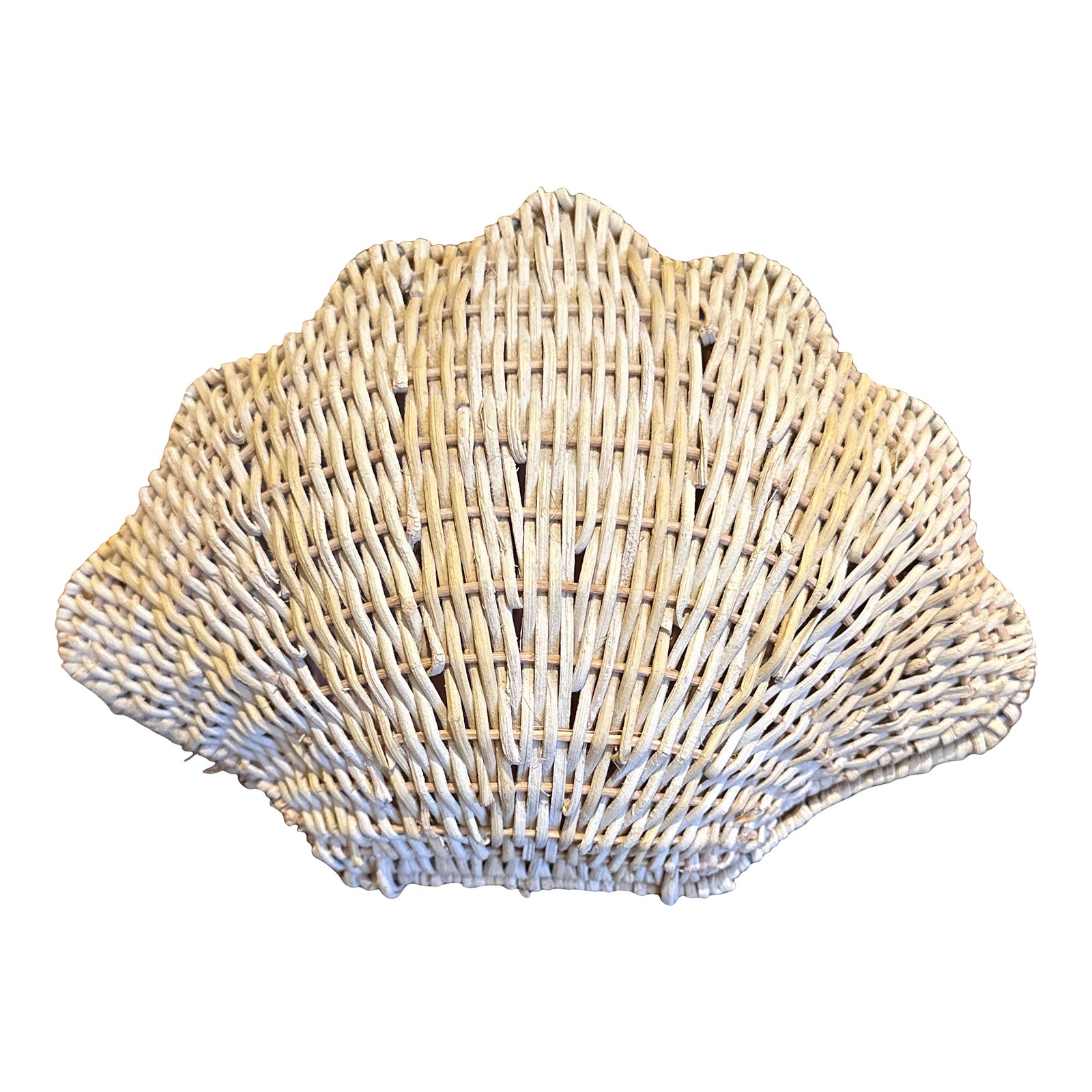 Contemporary Wicker Clam Basket | Chairish