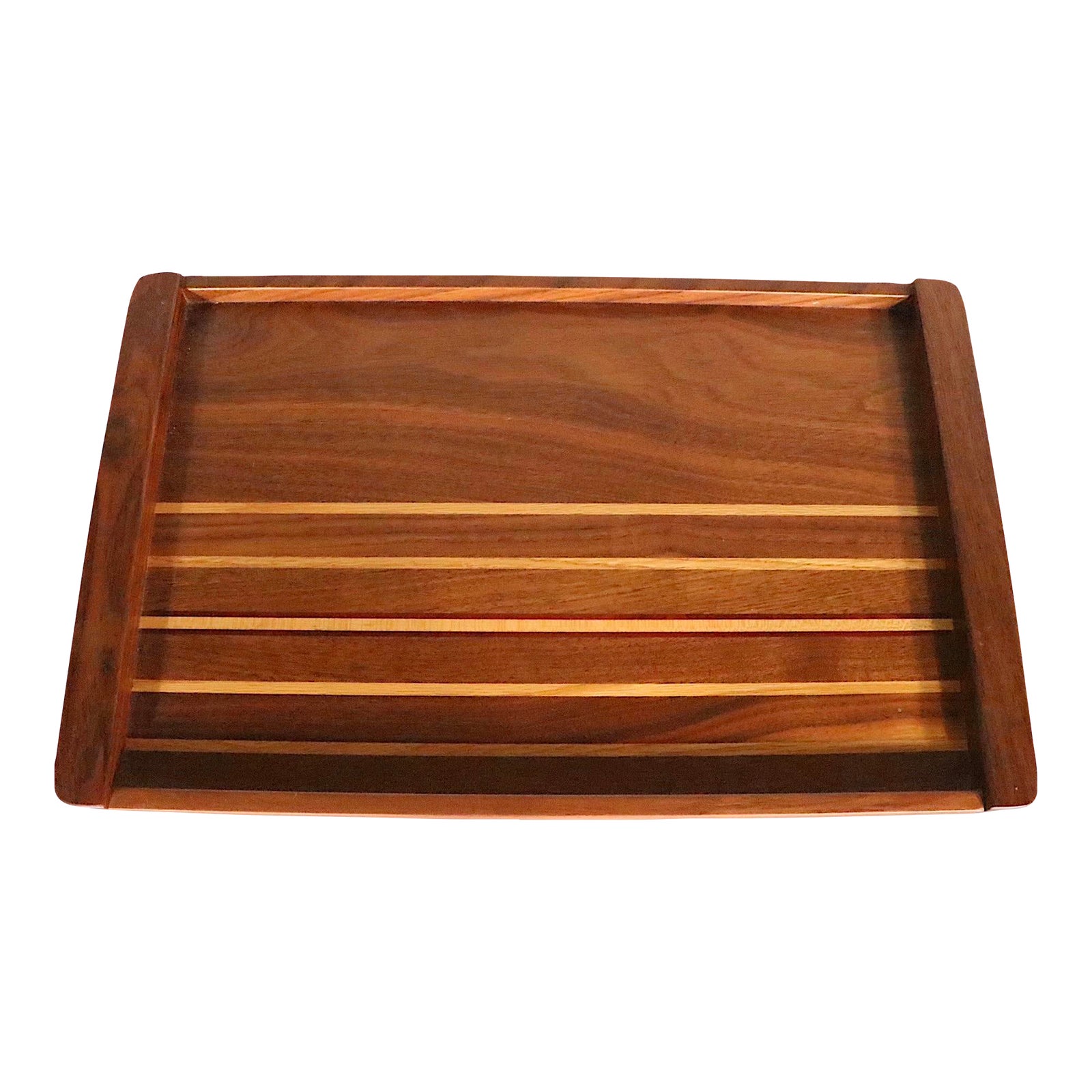 American Mid Century Postmodern Hand Made Wood Craft Tray | Chairish