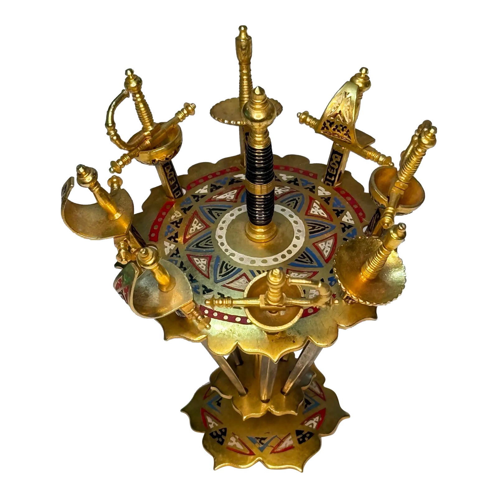 Vintage Toledo Brass Cocktail Mini Sword Picks, Set of 8 in Base, Made ...