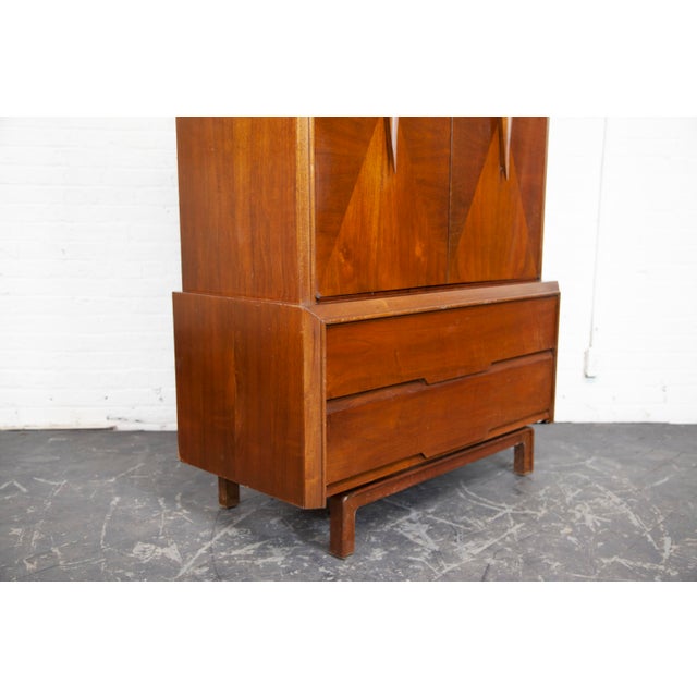 1960s Vintage Tall Walnut Sculptural Brutalist Style Highboy Wardrobe ...