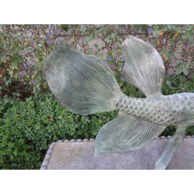 Japanese Bronze Koi Fish Sculpture | Chairish