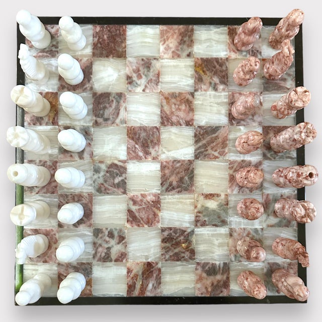2000s Handmade Marble Chess Set- 33 Pieces | Chairish