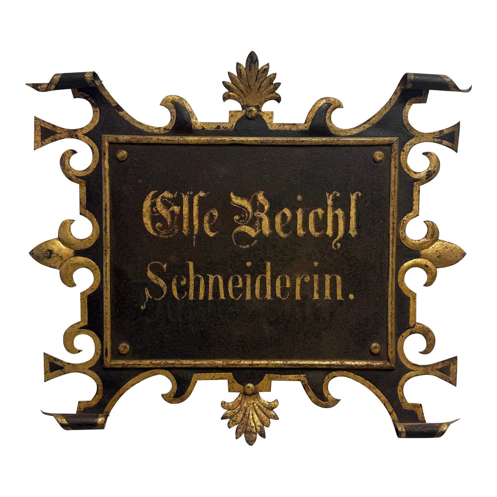 Antique German Circa 1900 Handmade Iron Seamstress Shop Sign | Chairish
