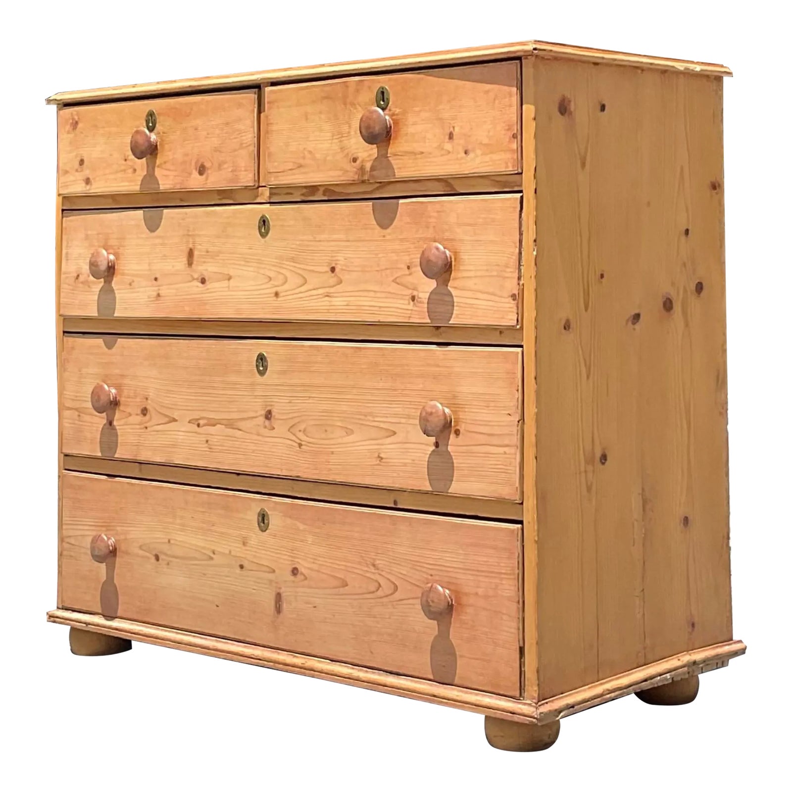 Antique Primitive 19th Century Pine Chest of Drawers