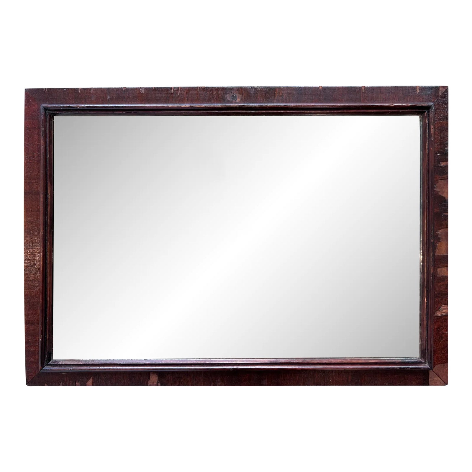 Antique Wooden Rectangular Mirror With Bevel | Chairish