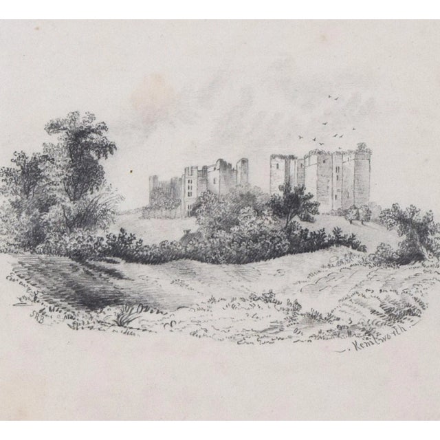 19th Century Antique English Graphite Landscape Drawing With Castle ...
