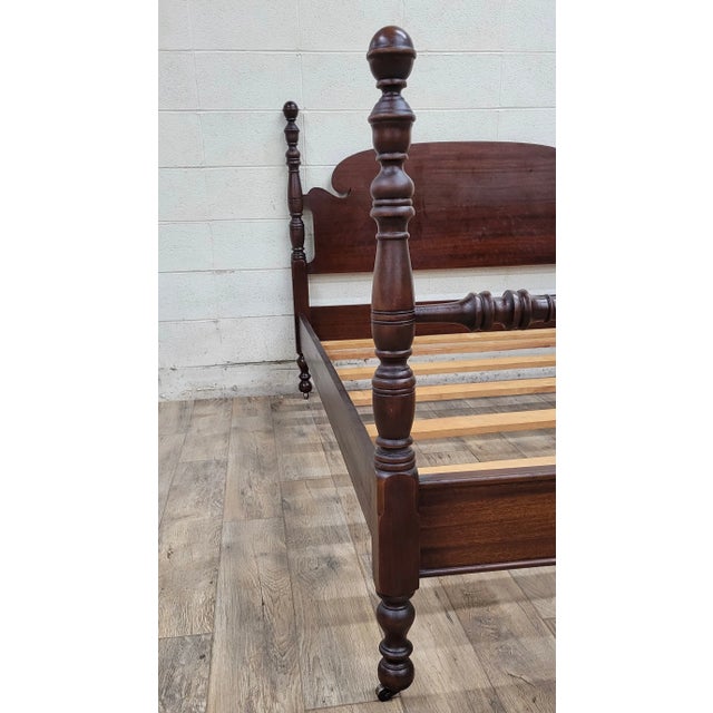 Vintage Full Size Colonial Style Low Four Poster Bed | Chairish