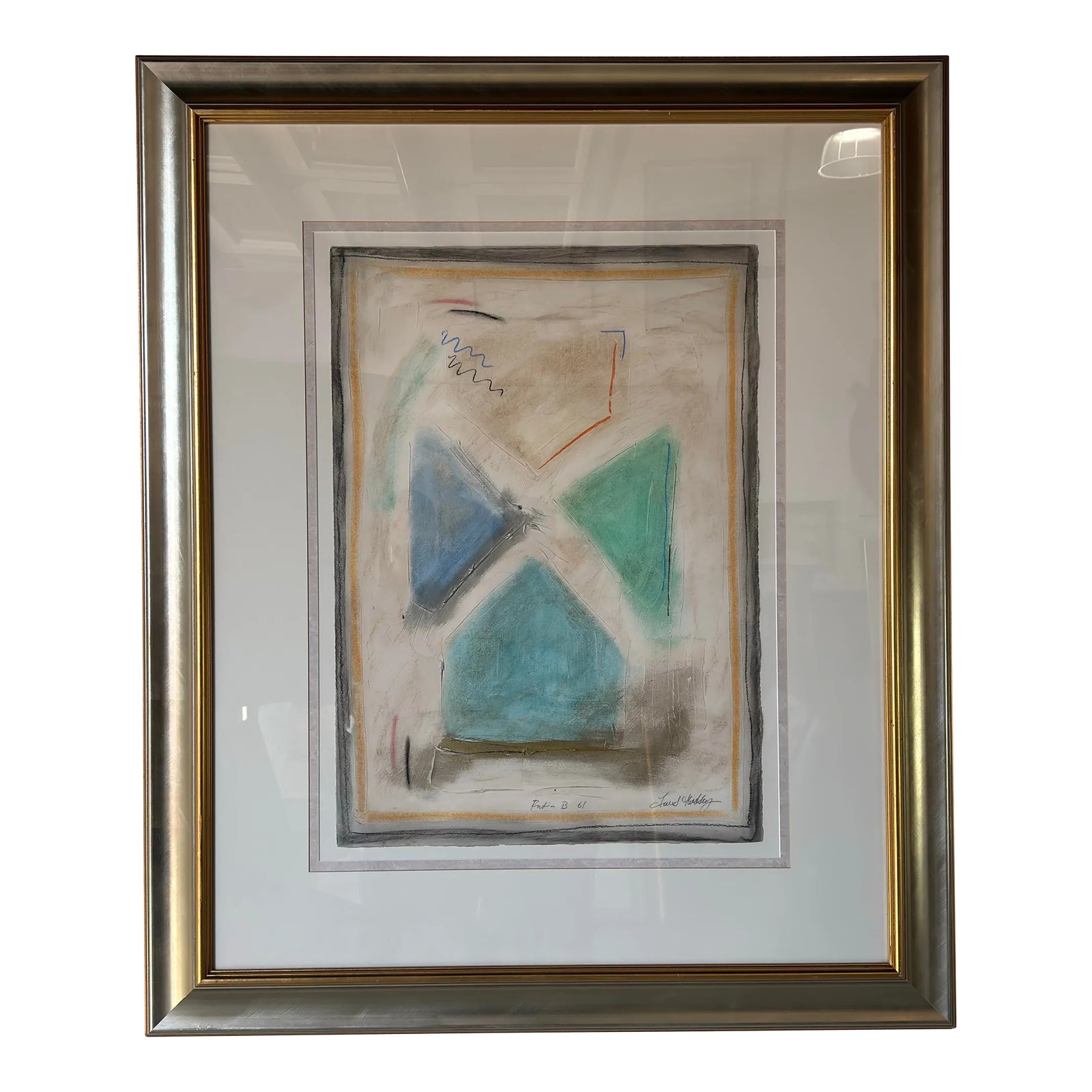 Large - Vintage "Fusin B. 61" Mixed Media Expressionist Abstract ...