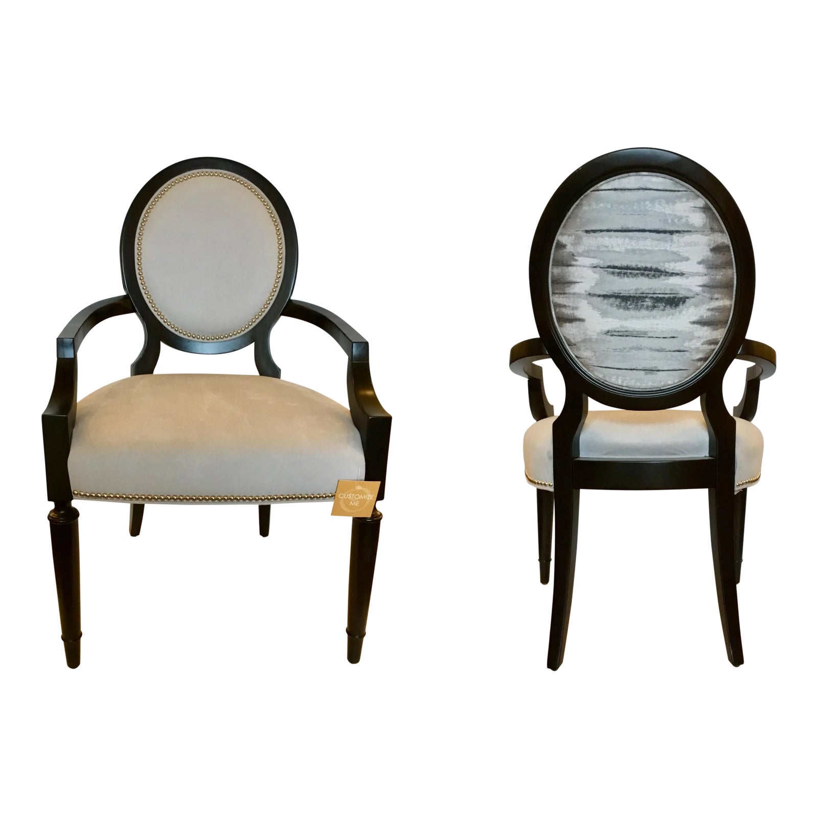 Transitional Gray and Black Caracole Custom Chit-Chat Side Chair | Chairish