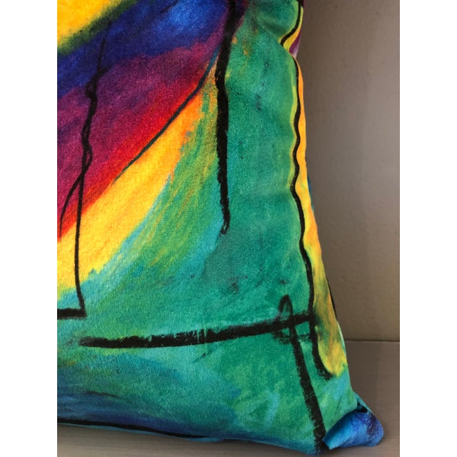 Modern Handmade “Bruce Mishell” Print Velvet Pillow | Chairish