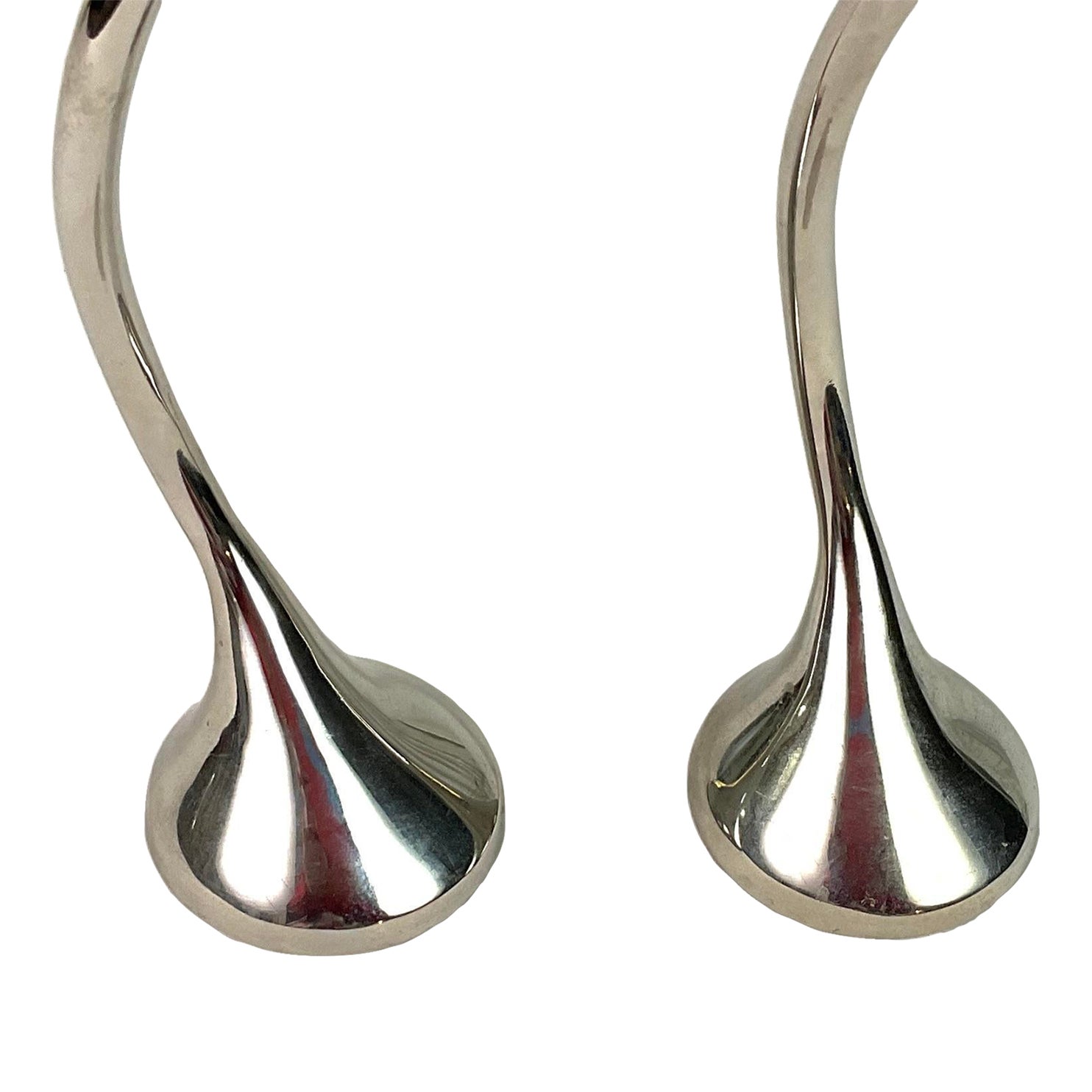 Red Envelope Modern Chrome Candlesticks -a Pair | Chairish