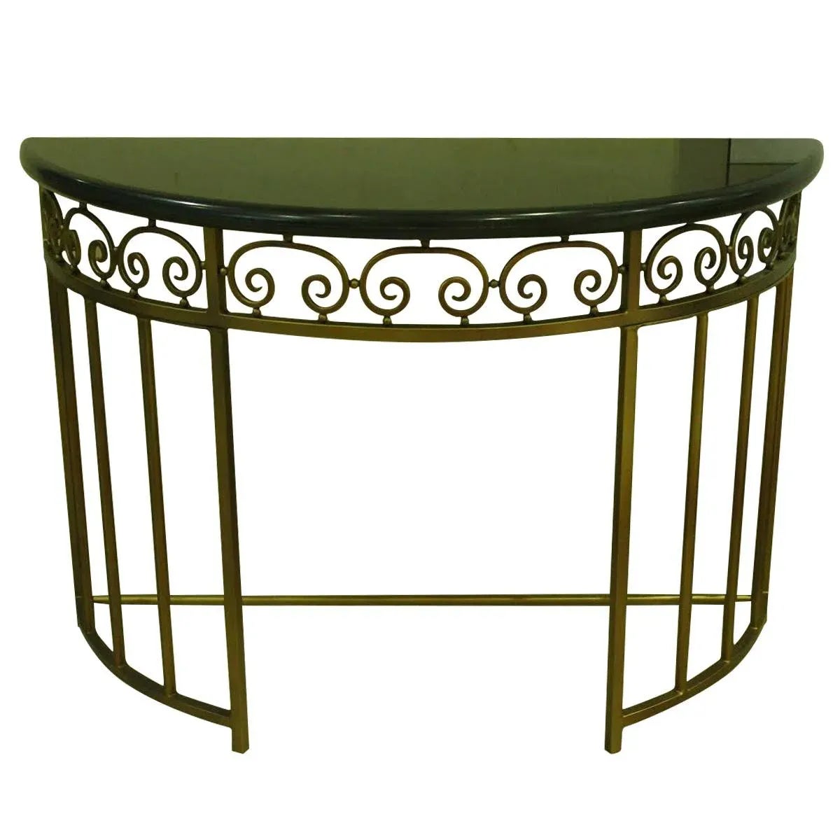 Half Round Metal Console Table With Marble Top | Chairish