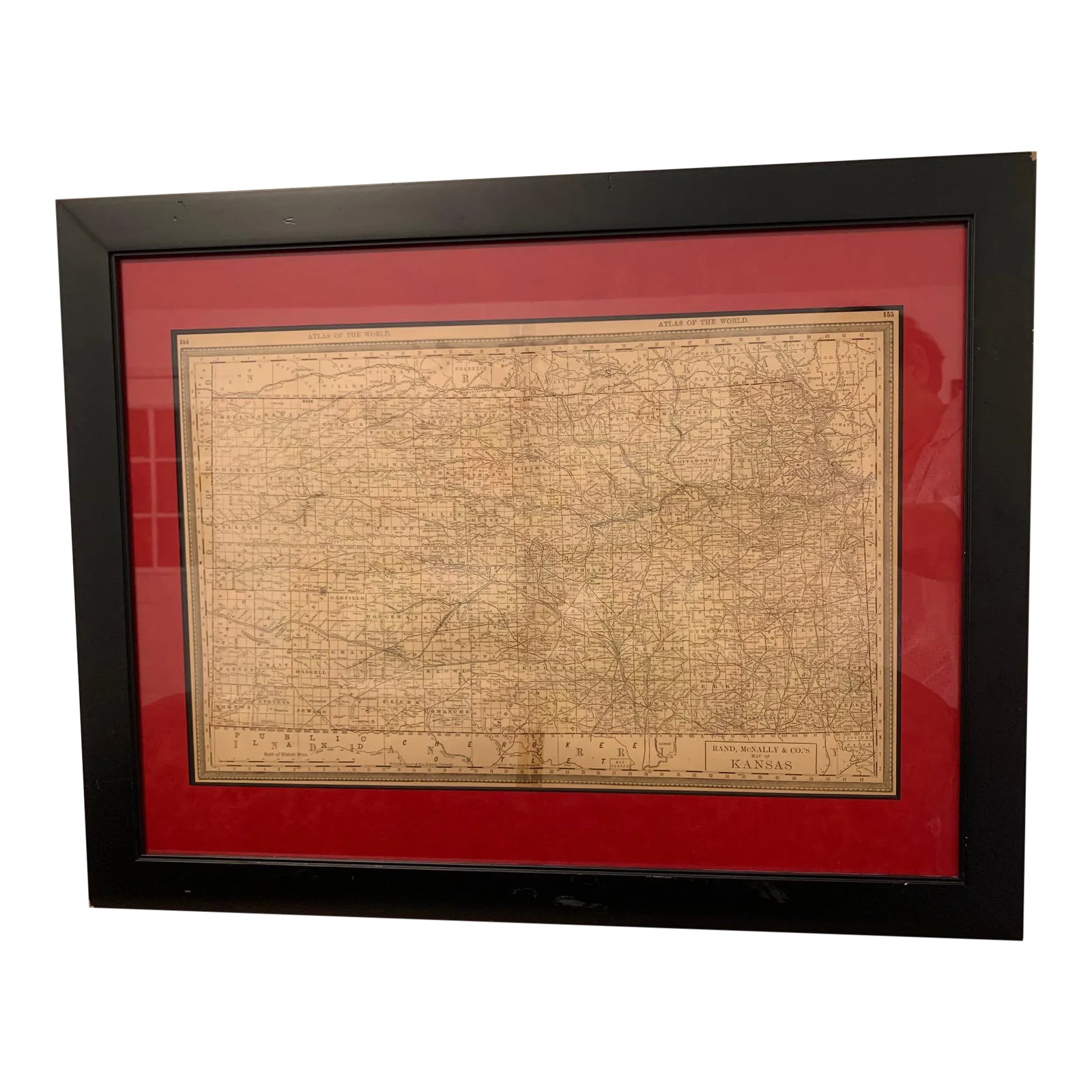 1876 Original Antique Map of Kansas City & Indian Territory | Chairish