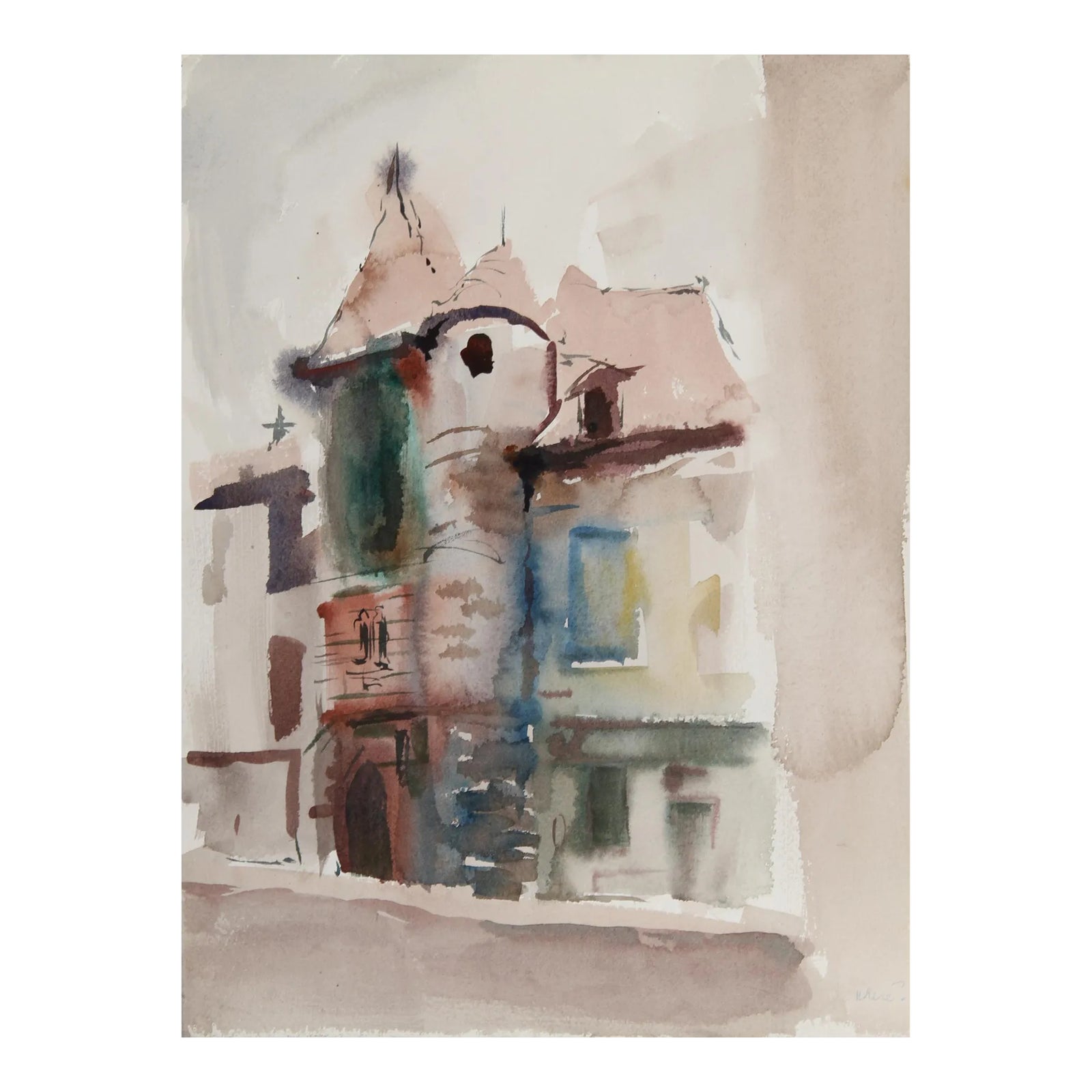 1950s "Maine House 33" Watercolor Painting by Eve Nethercott | Chairish