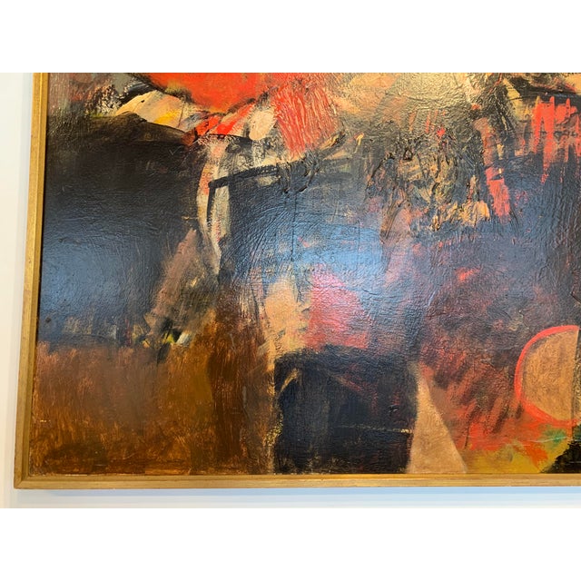 Abstract Expressionist Mid 20th Century Oil Painting on Board | Chairish