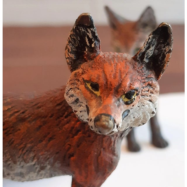 Vintage Austrian Bronze Fox Family Figurines | Chairish
