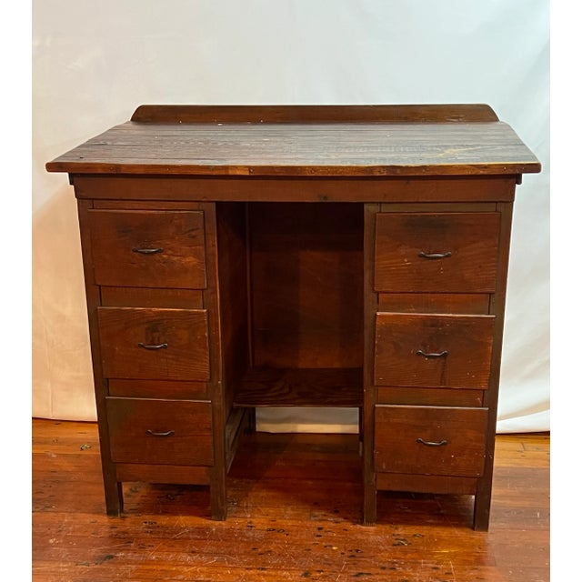 Antique Train Station Stand Up or Stool Height Railroad Desk | Chairish