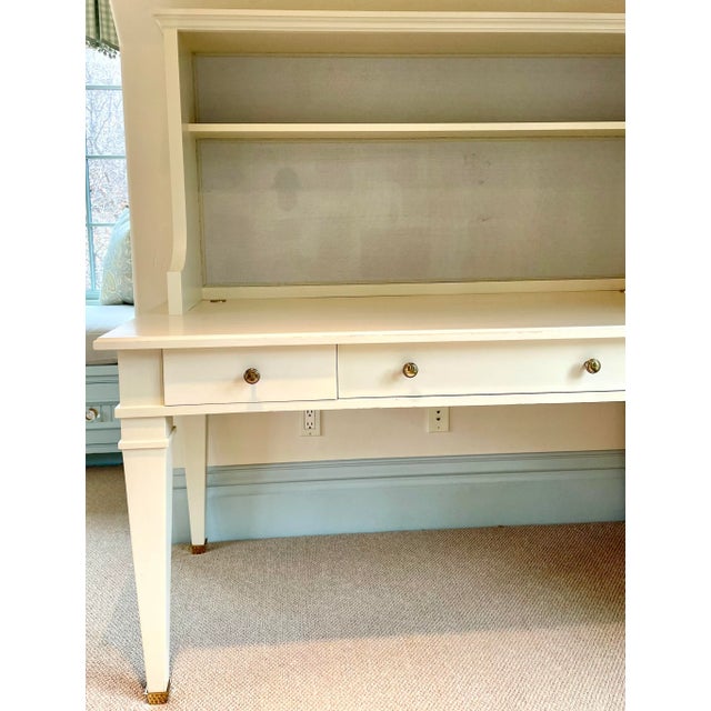 Custom Made Writing Desk With Hutch and Bulletin Board | Chairish