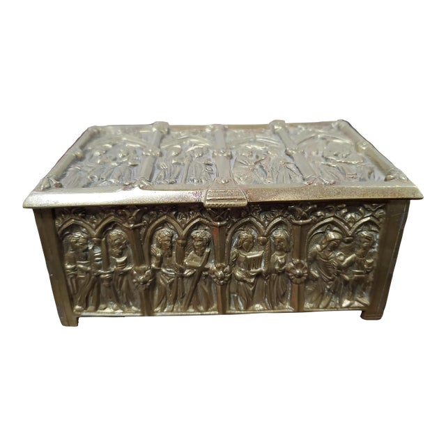 Late 19th Century Gothic Style Brass Box | Chairish
