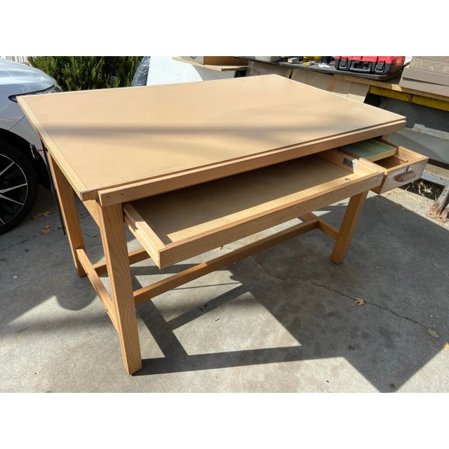1980s Vintage Hamilton Oak Drafting Table | Chairish