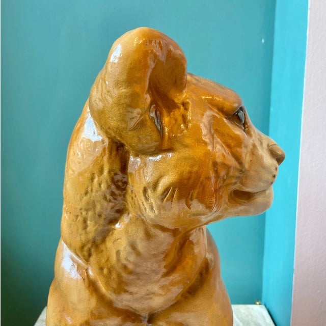 1970’s Chalkware Lion Cub Statue | Chairish