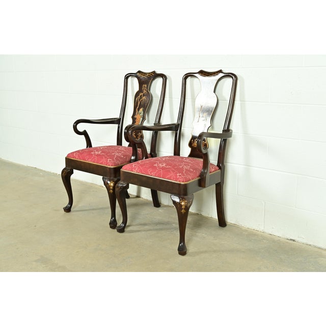 Henredon Chinoiserie Queen Anne Hand Painted Oak and Burl Wood ...