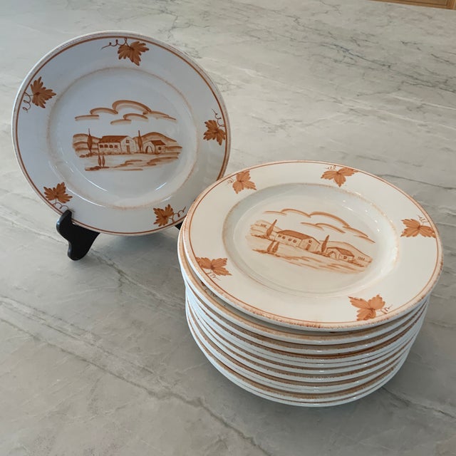 Vietri Bramasole Cream and Burnt Orange Dinner Plates, Made in Italy ...