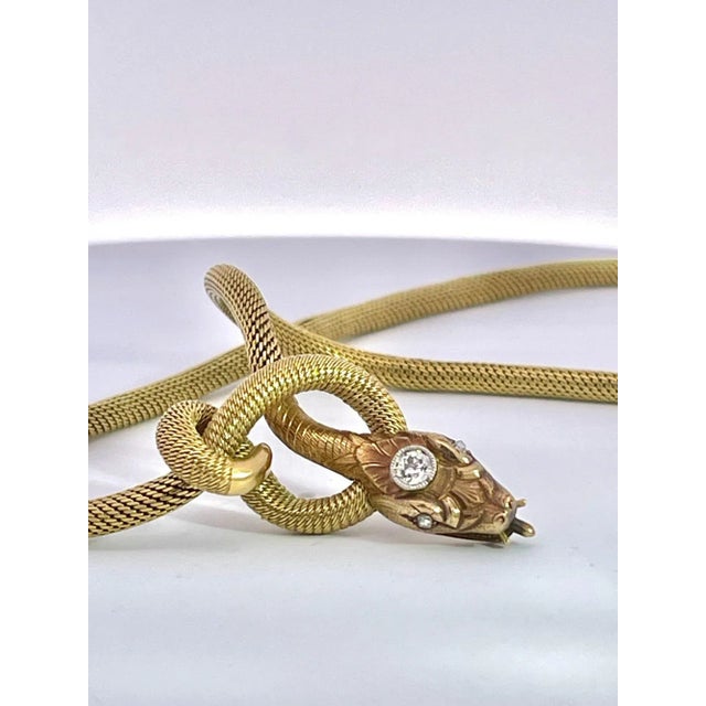 Circa 1900 18k Diamond Head Snake Necklace | Chairish
